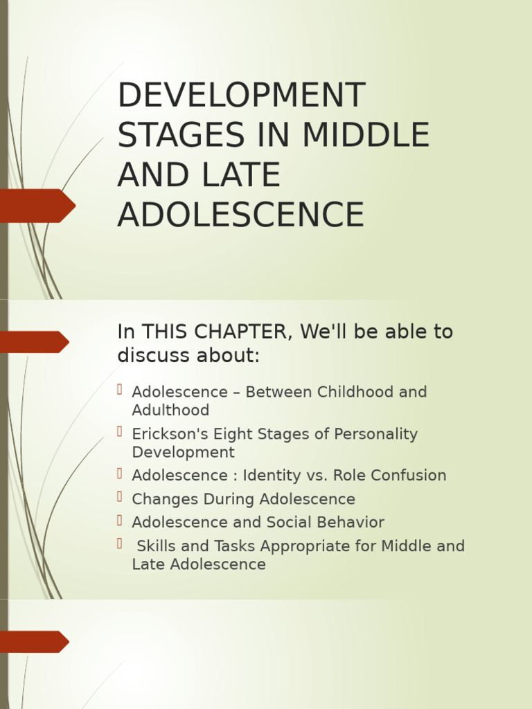 Development Stages in Middle and Late Ad | PDF | Adolescence | Human Development