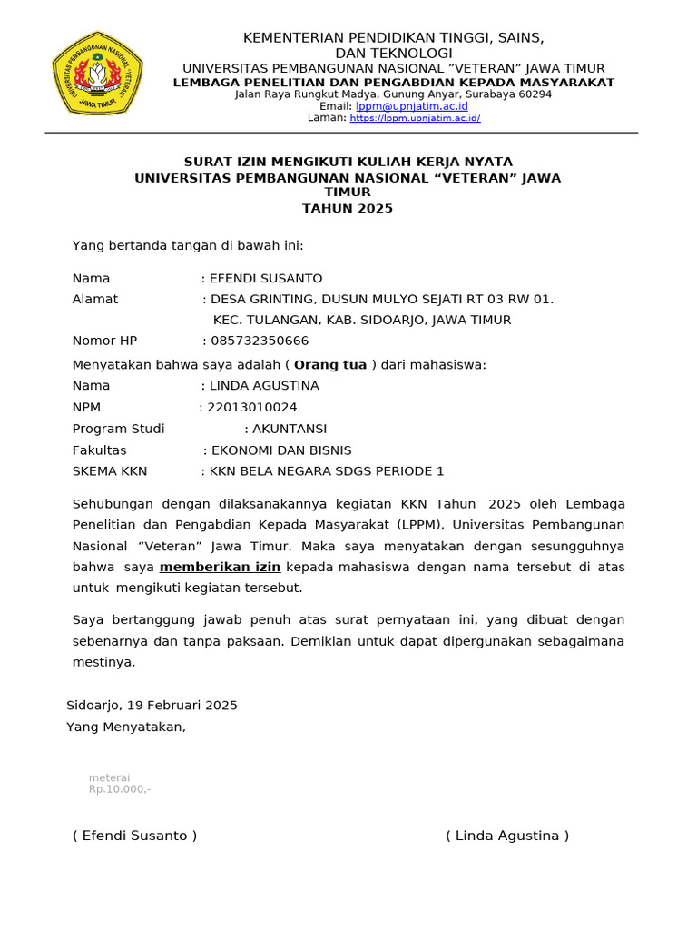 SURAT IZIN KKN | PDF