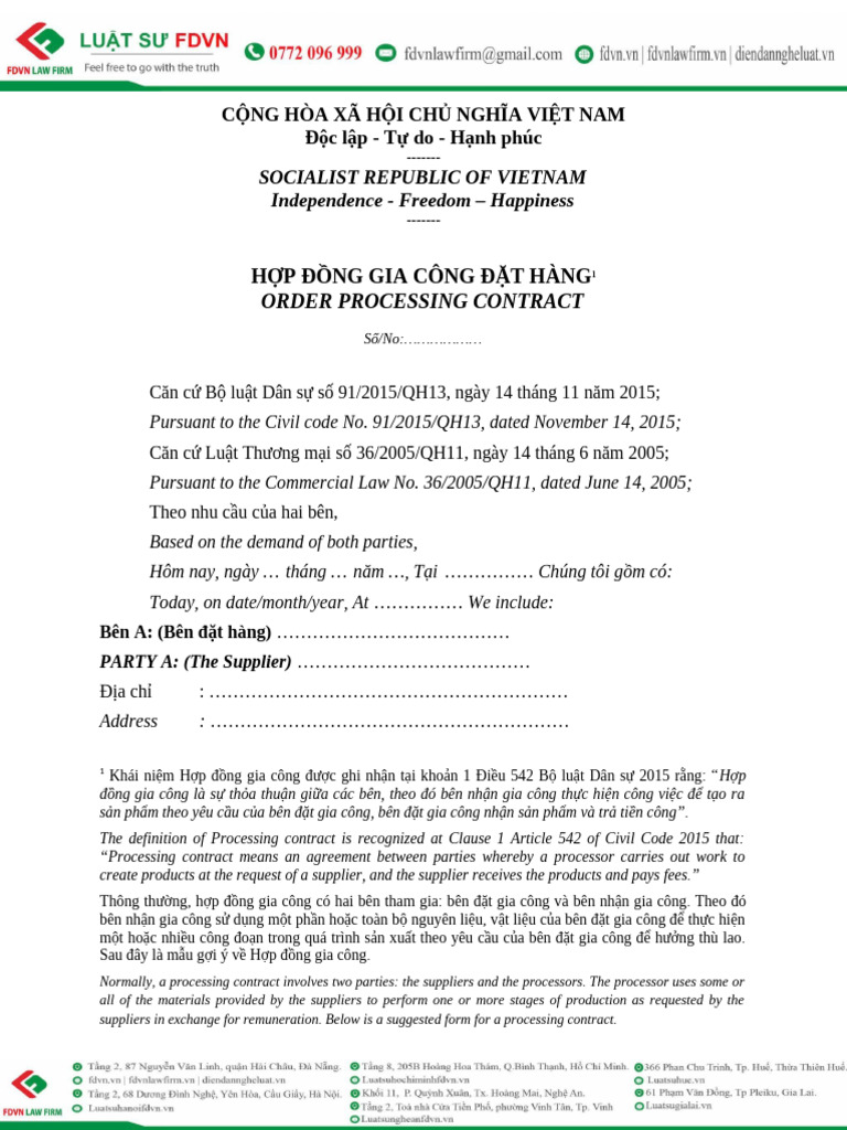 Order Processing Contract | PDF