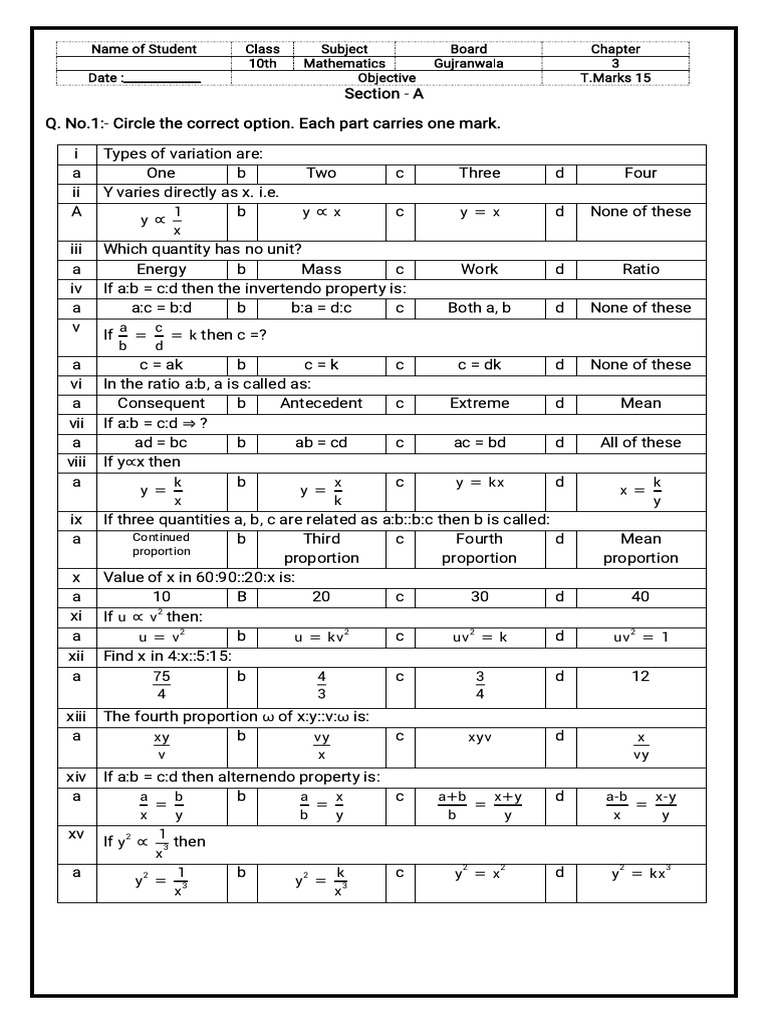 Class 10 Maths Unit 3 Test Paper | PDF | Mathematics