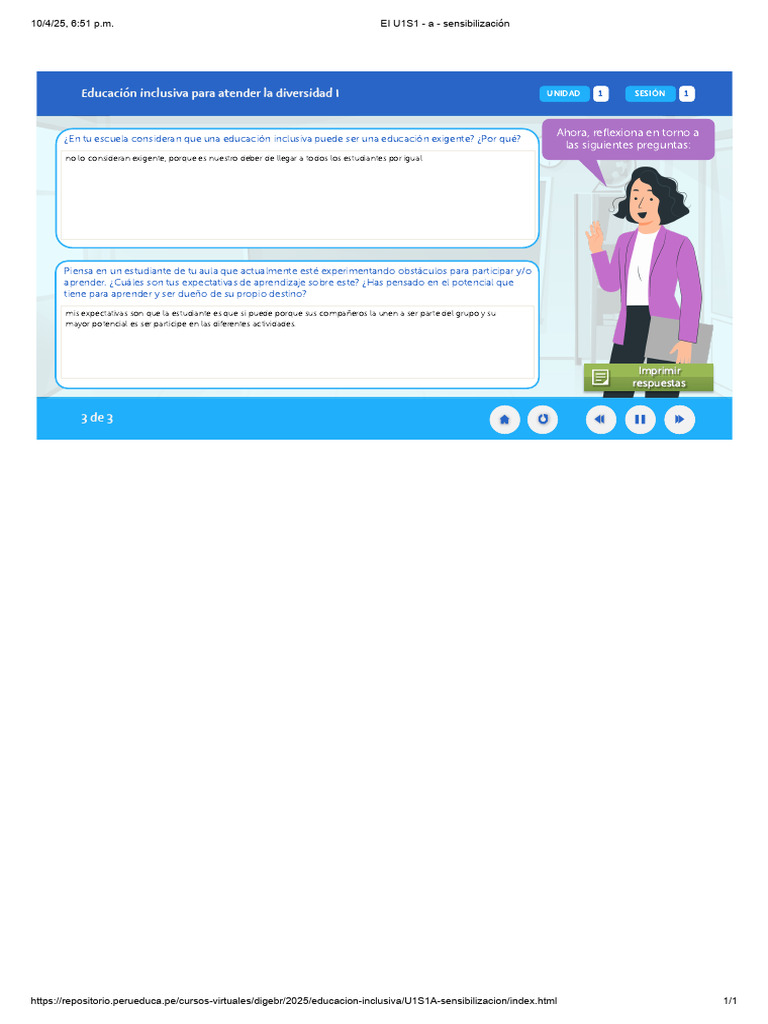EI U1S1 - A - Sensibilización | PDF