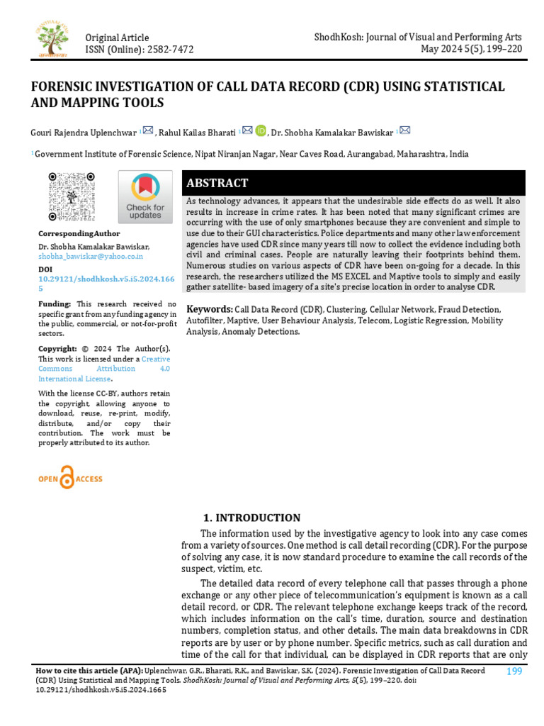 CDR Analysis Using Statistical Tools | PDF | Microsoft Excel | Crimes