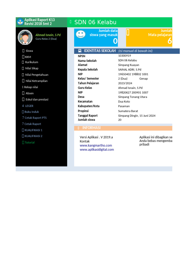 Master Aplikasi Raport K13 Kelas 2 SMT 2 Versi Lengkap KD | PDF