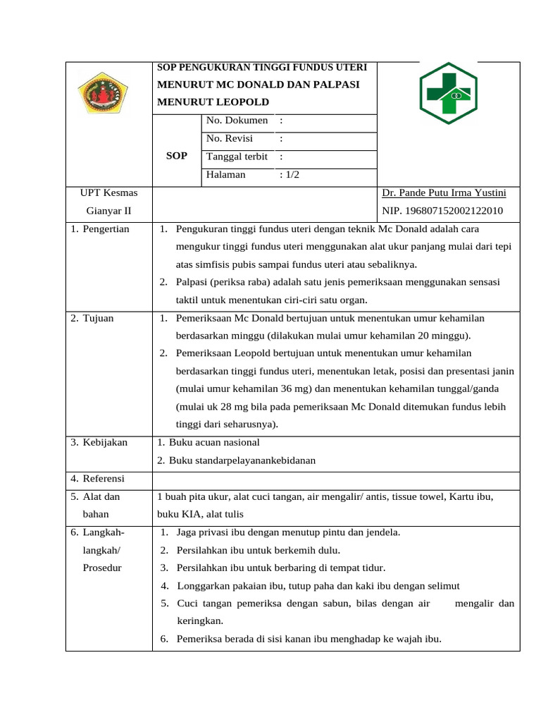 Sop Pengukuran MCD | PDF