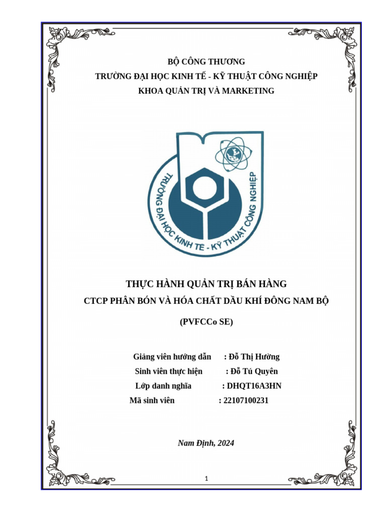 Bài TH QTBH Đ Tú Quyên M I | PDF