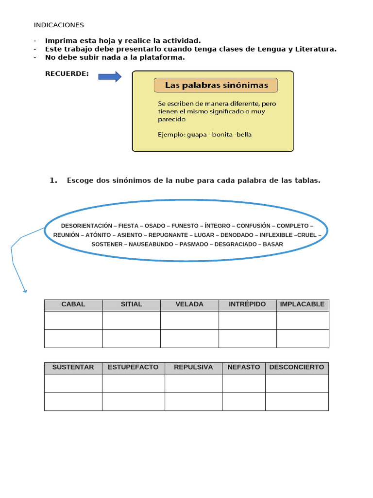 Sinónimos para Lengua y Literatura | PDF