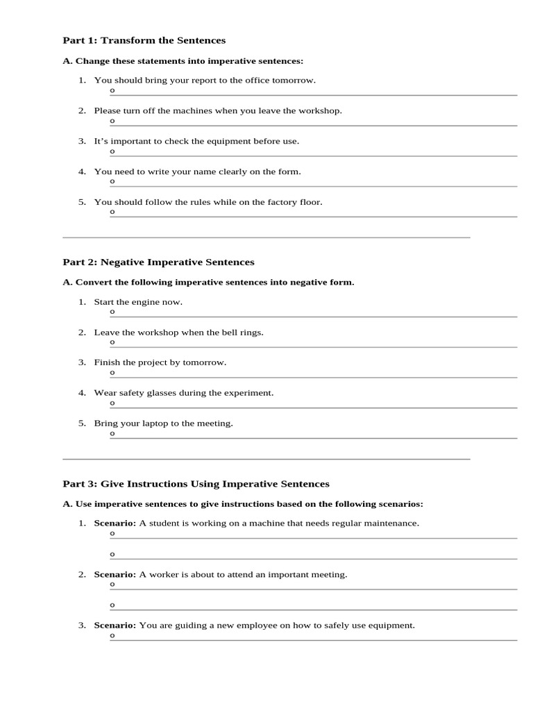 Imperative Sentence | PDF