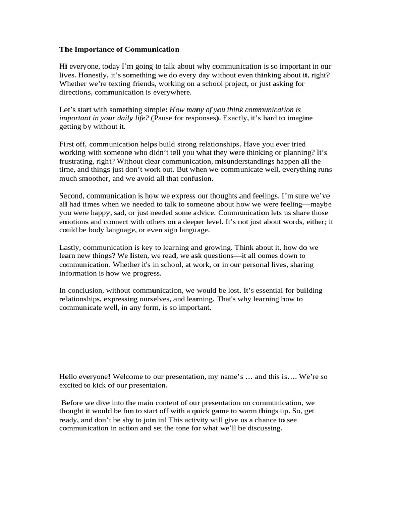 The Importance of Communication | PDF