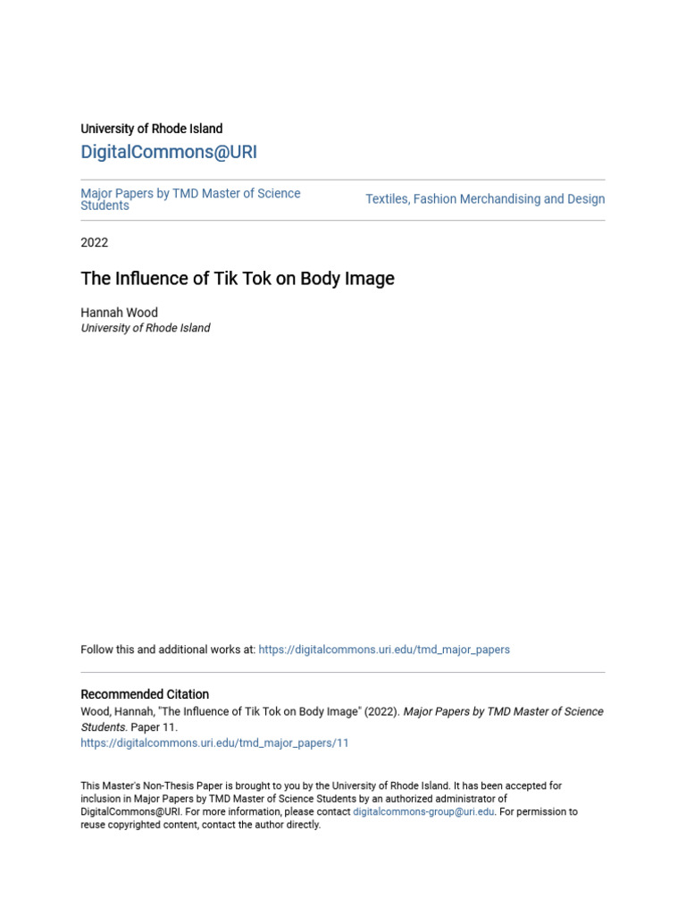 The Influence of Tik Tok on Body Image | PDF | Body Image | Focus Group