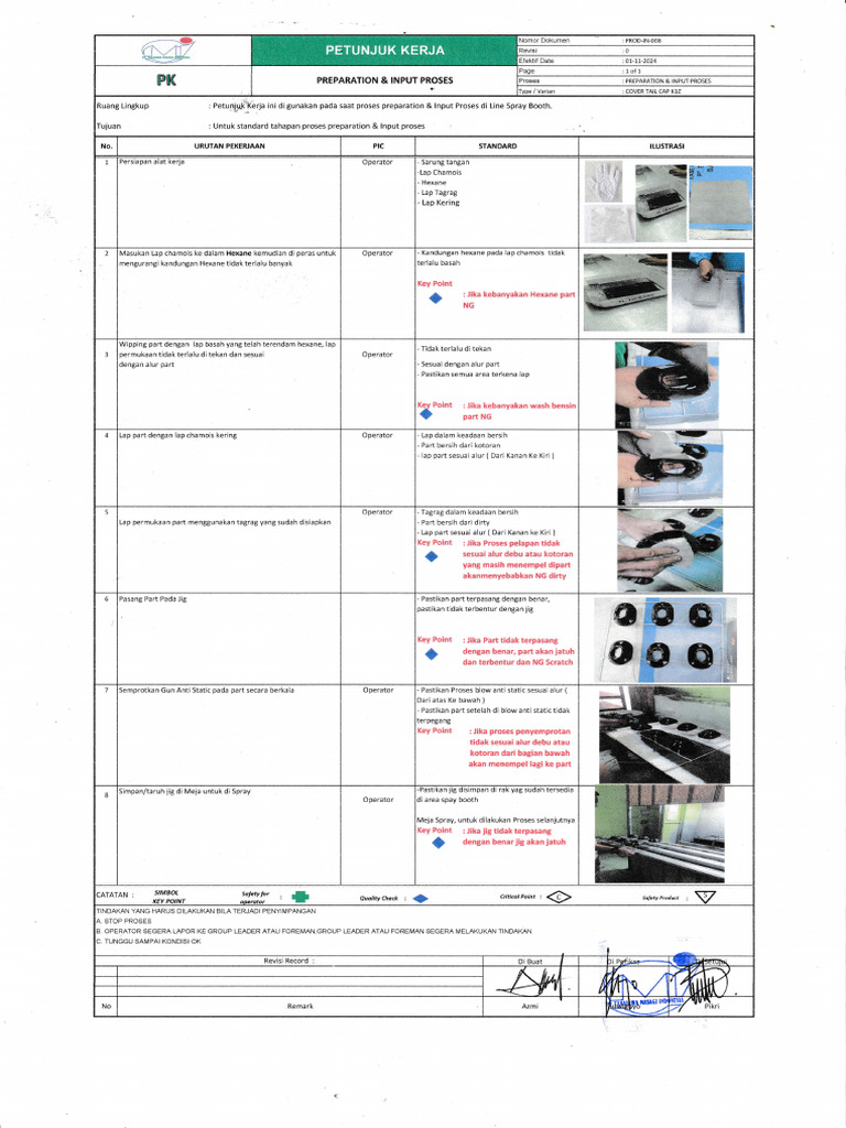 Petunjuk Kerja Proses Persiapan | PDF