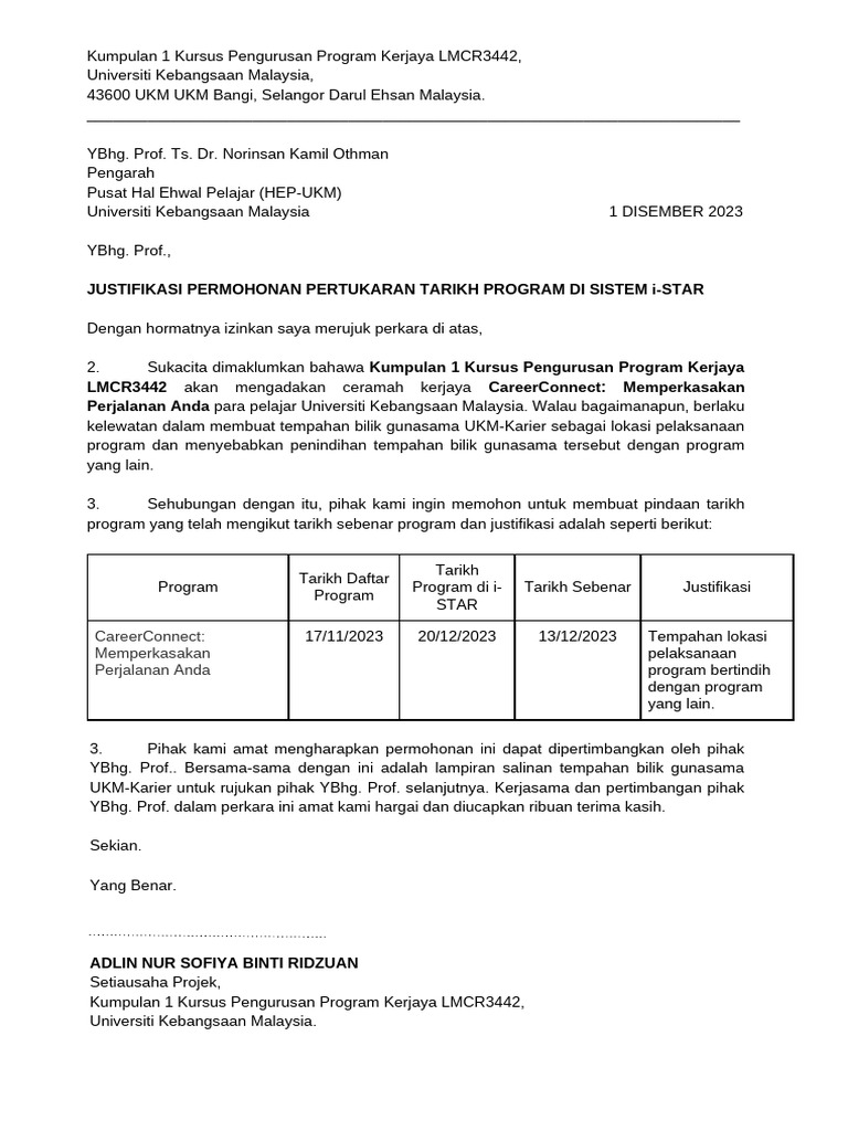 SURAT JUSTIFIKASI | PDF