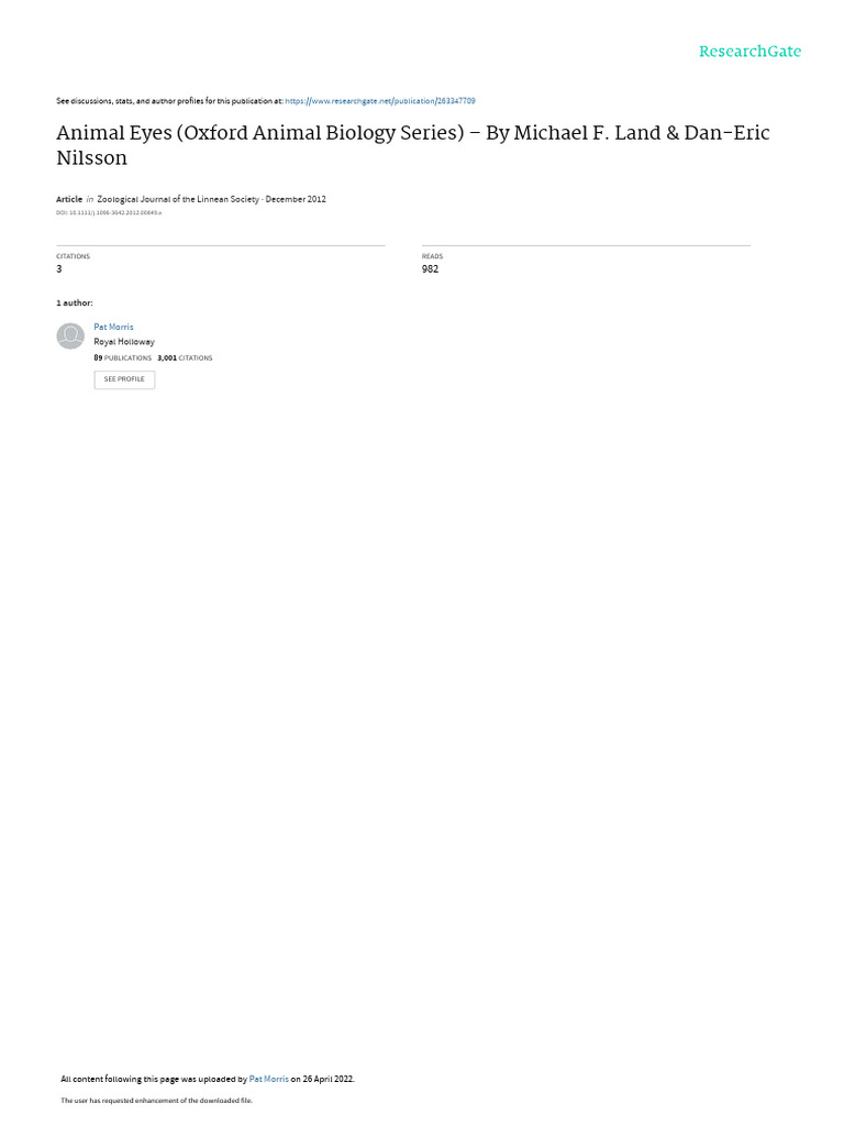 Zo J 849 Morrison Animal Eyes | PDF | Eye | Light