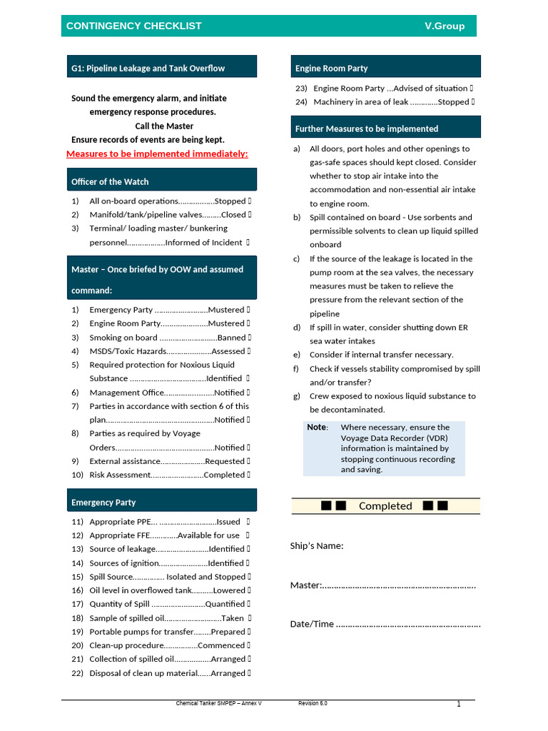 Contingency Checklist g1 | PDF