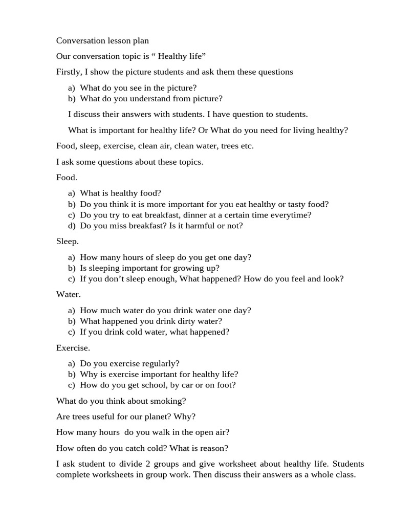 Conversation Lesson Plan | PDF