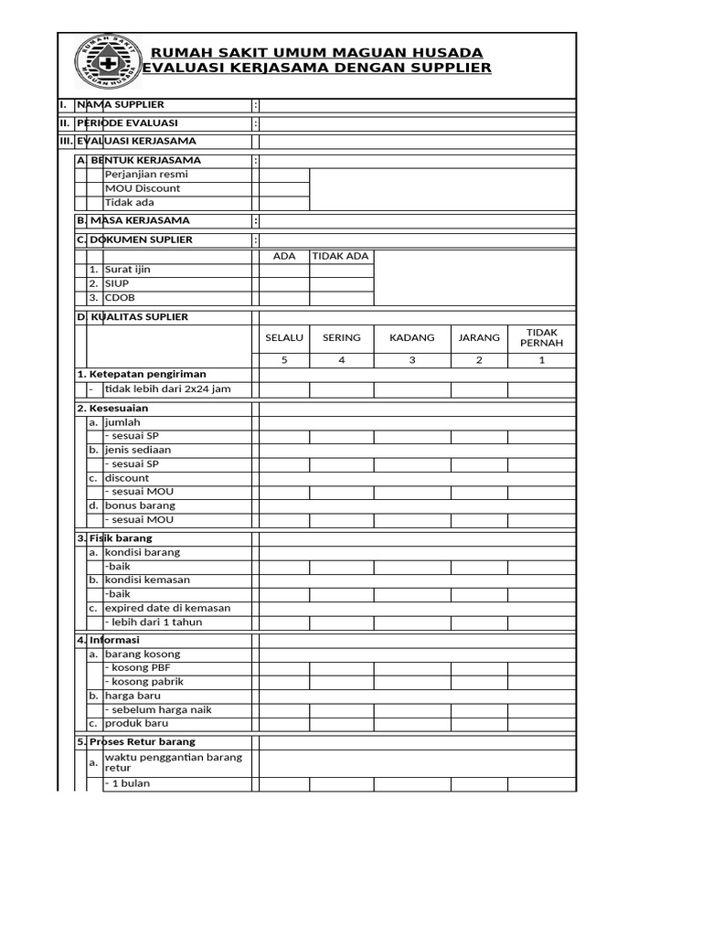 Form Evaluasi PKS | PDF
