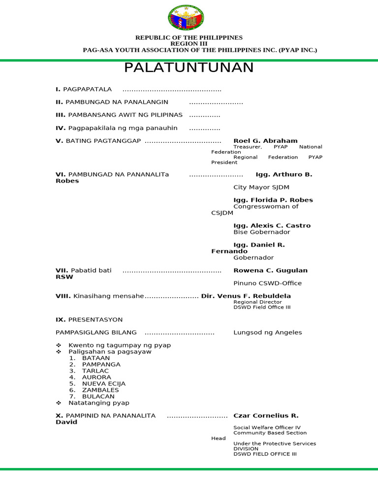 PYAP 50th Palatuntunan - Revised | PDF