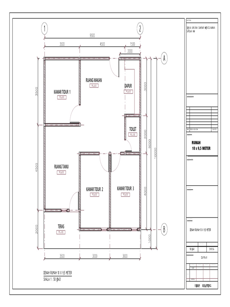 Denah Rumah 10x9,5 Meter Sederhana | PDF