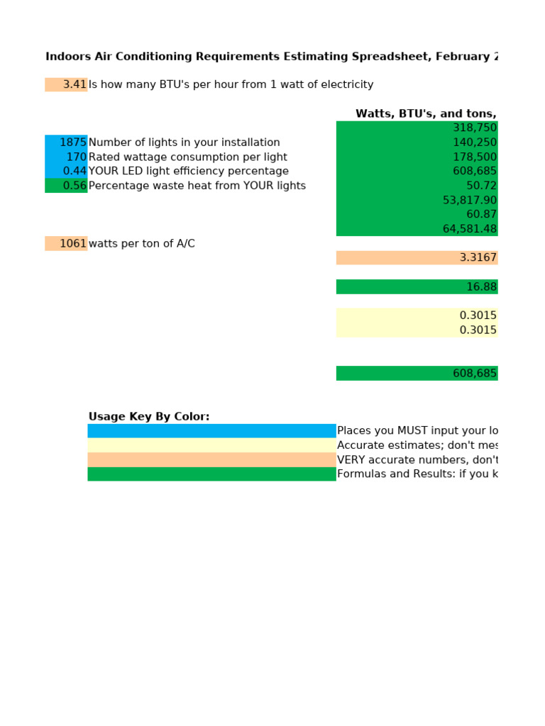 Air Conditioning Estimate Spreadsheet | PDF | Air Conditioning ...