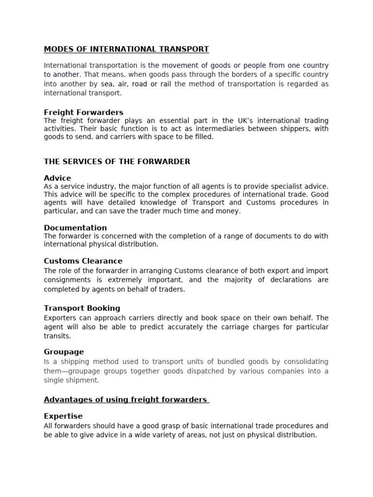 International Transport Modes Explained | PDF | Shipping | Transport