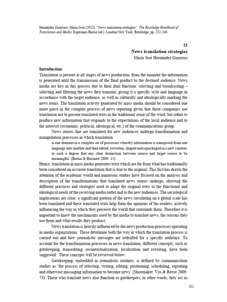 News Translation Strategies | PDF | Translations | News