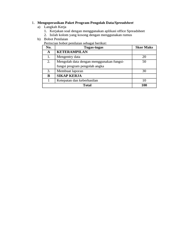 Soal Mengoperasikan Paket Program Pengolah Data | PDF