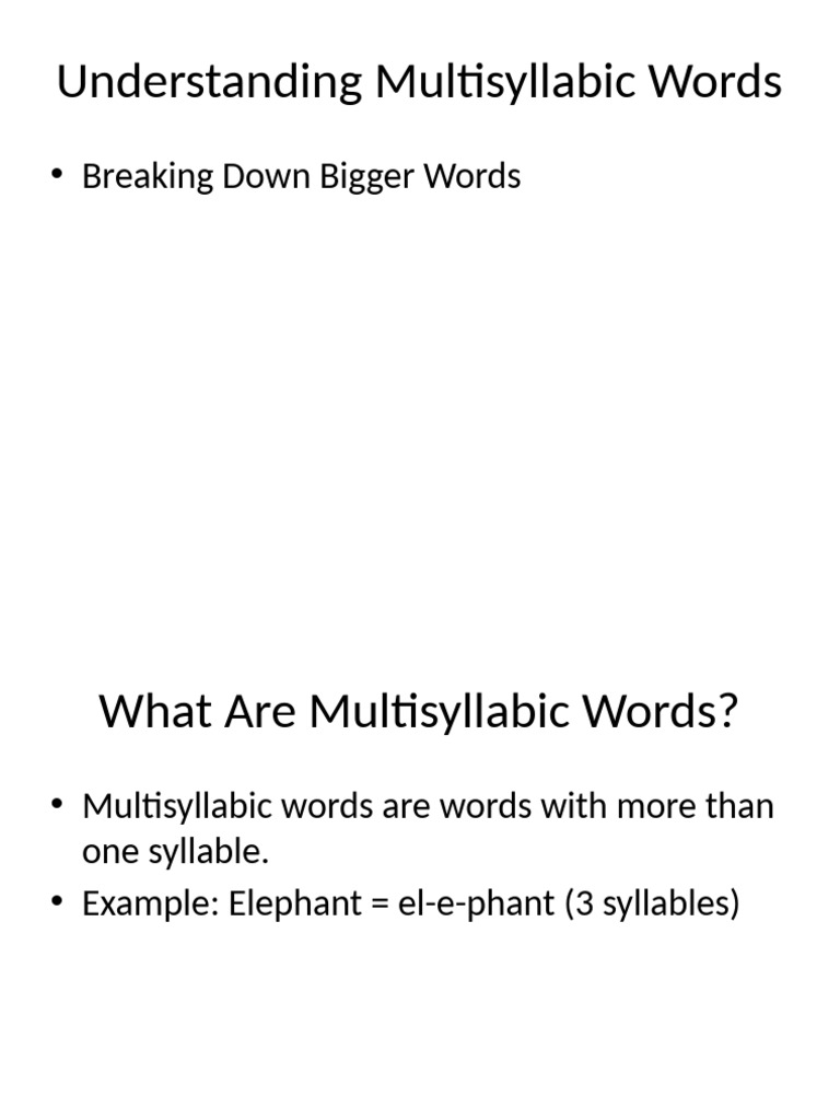 Understanding Multisyllabic Words | PDF