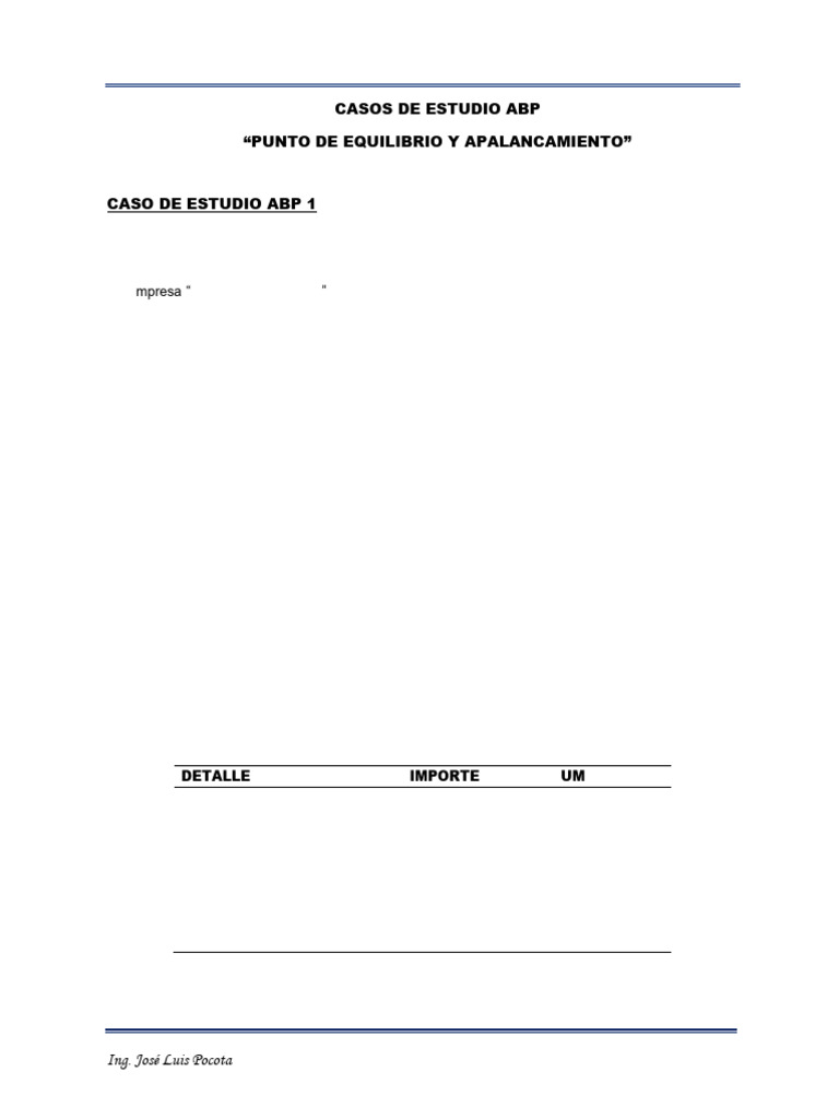 Punto de Equilibrio y Apalancamiento-1 | PDF | Business | Costo