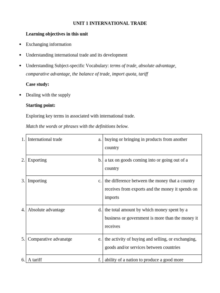 Understanding International Trade Concepts | PDF | Tariff | Free Trade