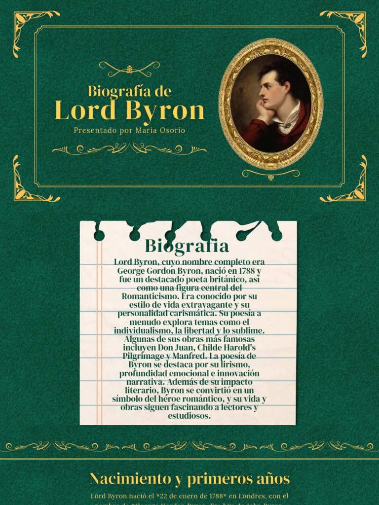 Biografía de Lord Byron: Poeta Romántico | PDF | Lord Byron