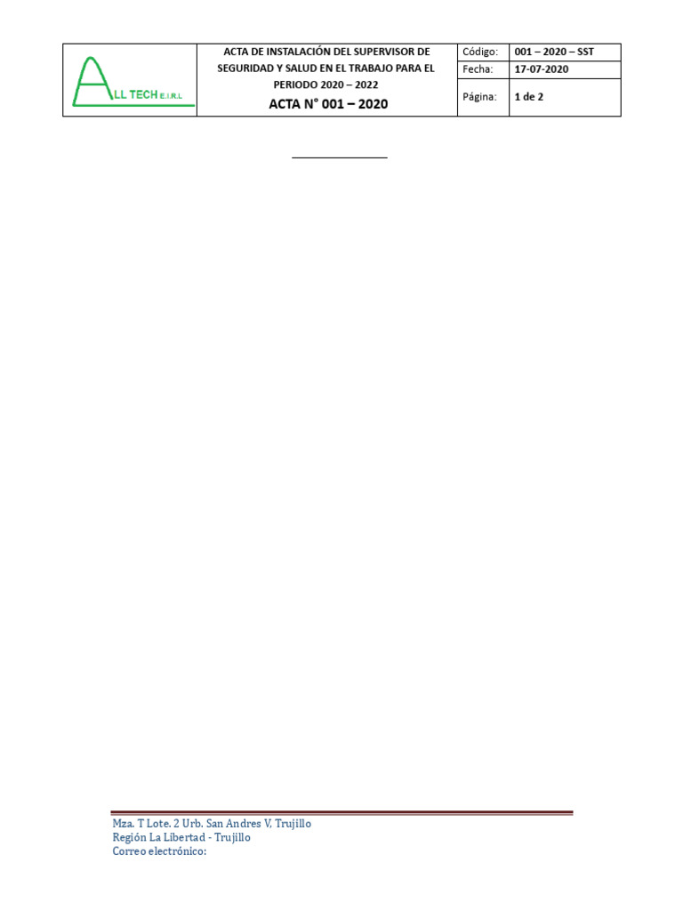 Acta de Instalacion - AllTech | PDF