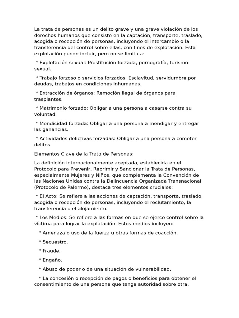 Trata de Personas: Delito y Explotación | PDF | Trata de personas ...