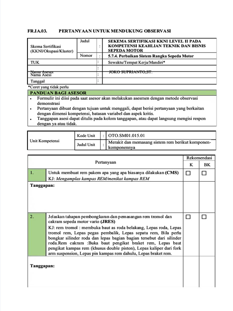 PDF FR Ia03 Pertanyaan Untuk Mendukung Observasi - Compress | PDF