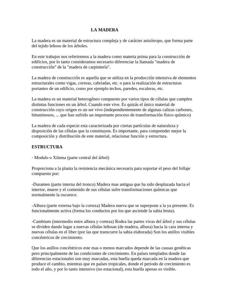La madera1 | PDF | Madera | Tallo de la planta