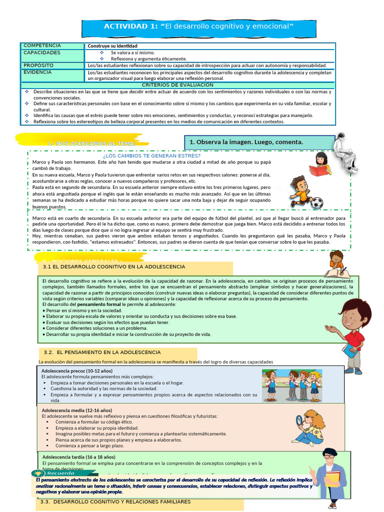 2° DPCC - Actv.01-Unid.1 2024 | PDF | Pensamiento | Las emociones