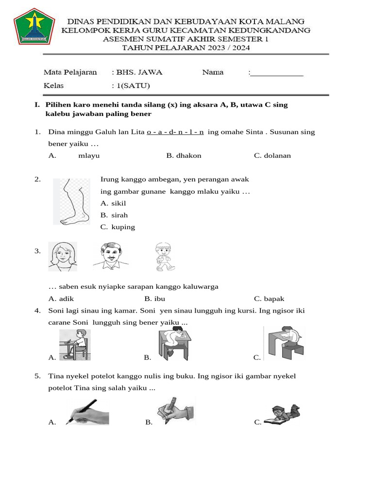 Soal B. Daerah Kelas 1 | PDF