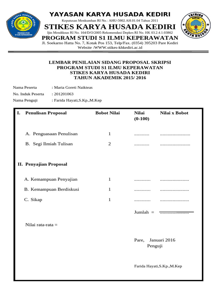 Lembar Penilaian Farida | PDF