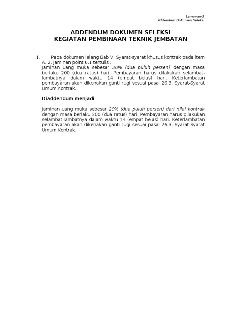 Addendum Syarat Kontrak Jembatan | PDF