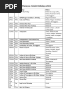 Malaysia Public Holidays & Replacements 2025 | PDF | Holidays | Malaysia