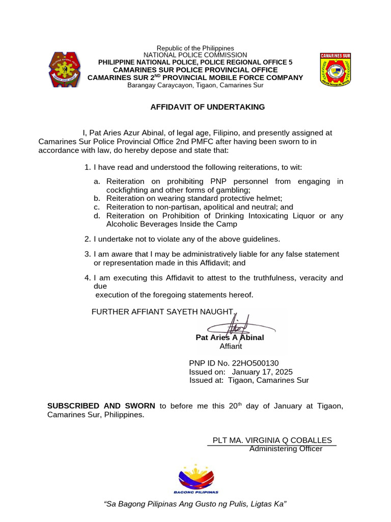 AFFIDAVIT-OF-UNDERTAKING (1) | PDF