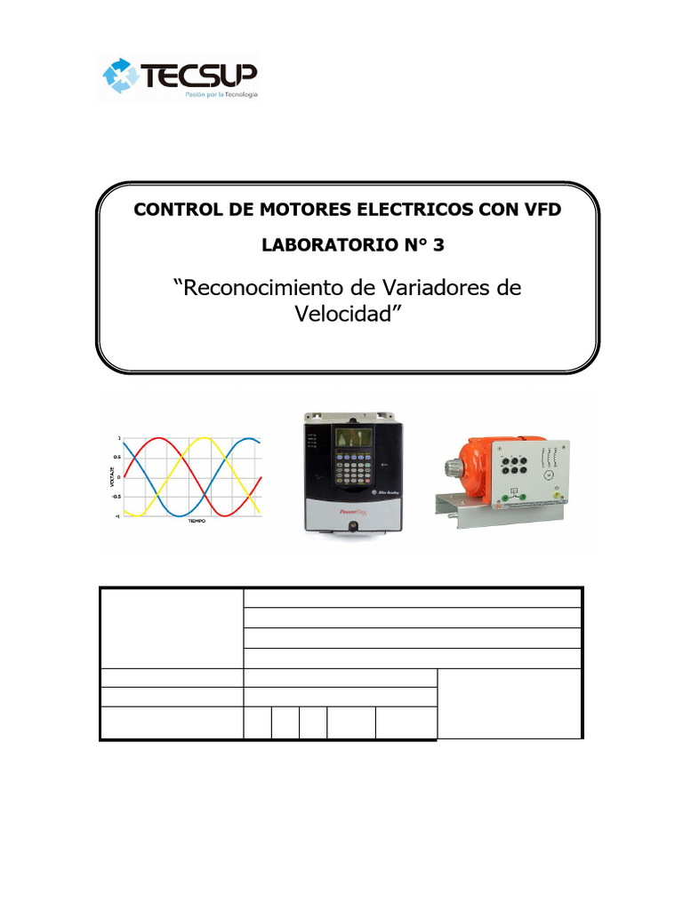 Lab 03 - Reconocimiento de Variadores de Velocidad | PDF | Ingenieria Eléctrica | Fuente de ...