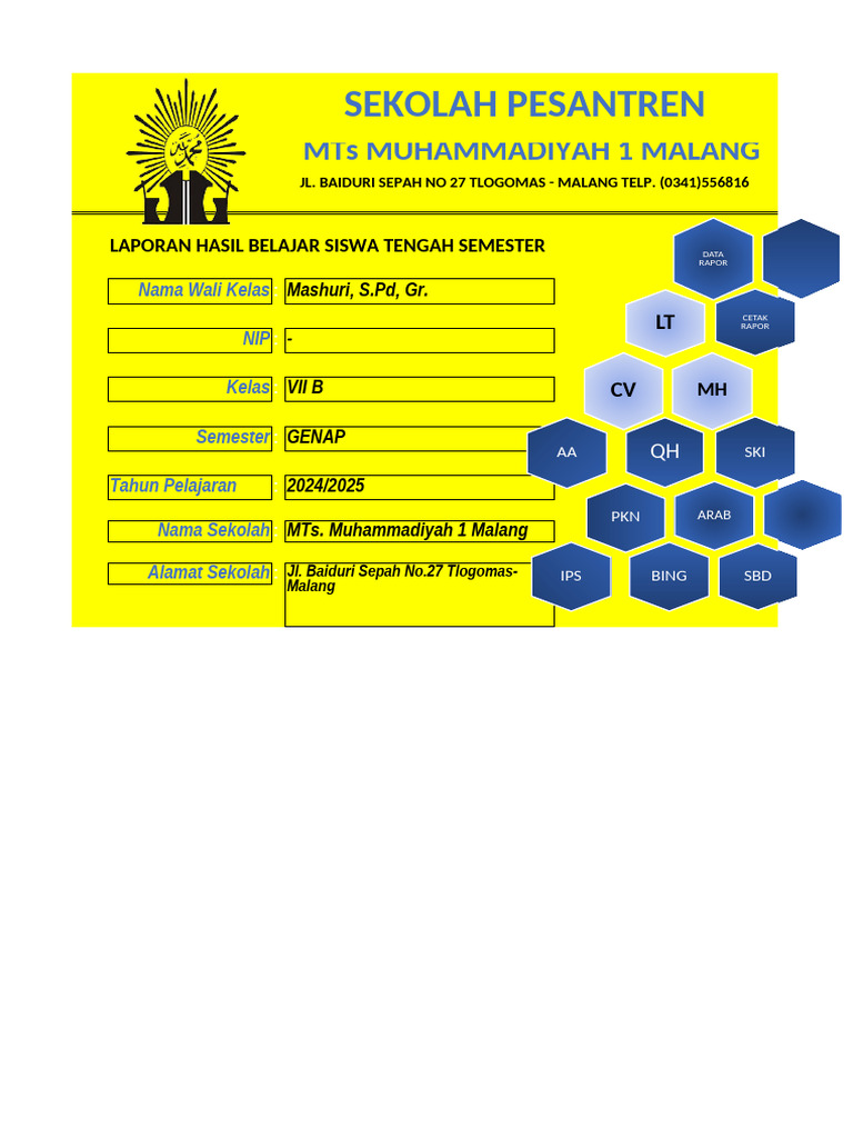 Rapor Master Fix Pts Genap 7 - B.XLSM | PDF