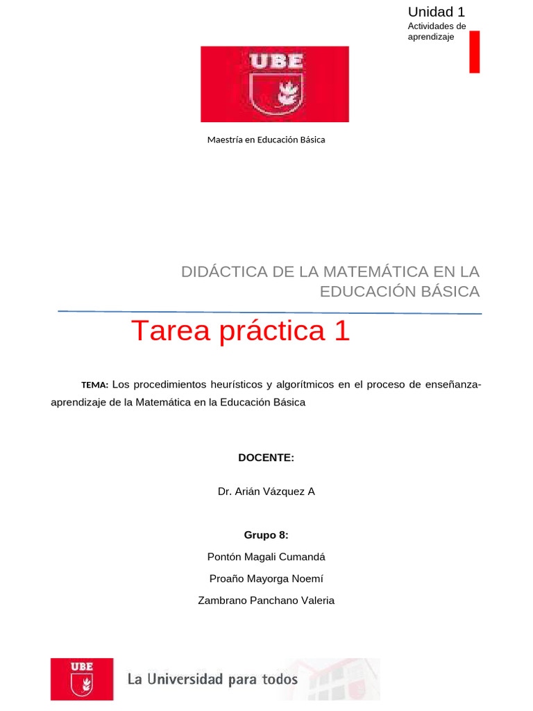 Tarea Práctica 1 Matematicas | PDF | Educación primaria | Aprendizaje