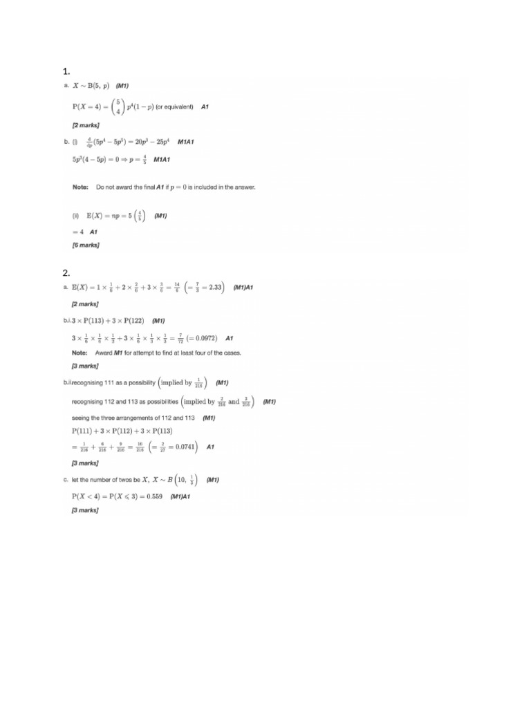IB MathAA Binom, Normal MS | PDF