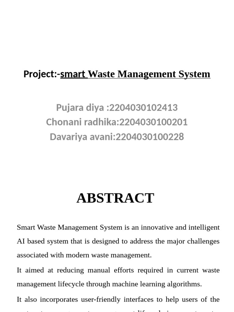 AI-Driven Smart Waste Management System | PDF | Waste Management ...