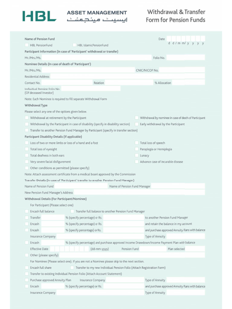 HBL Withdrawal and Transfer | PDF