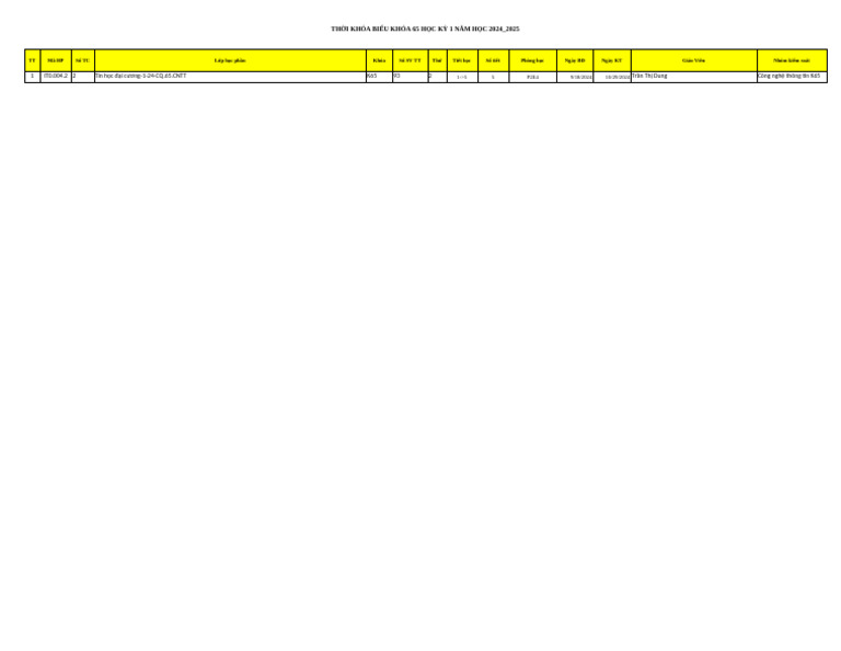TKB K65 HKI 2024-2025 241024 (Chính Thức) 3 | PDF