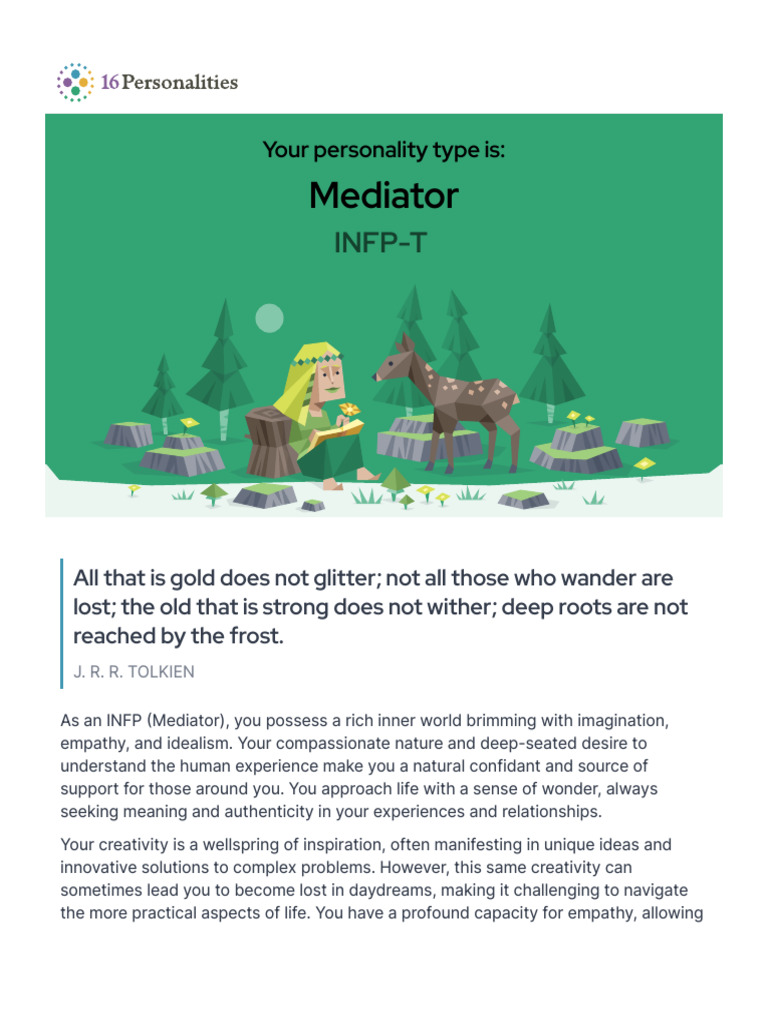 INFP Personality (Mediator) - 16personalities | PDF | Psychological Resilience | Empathy