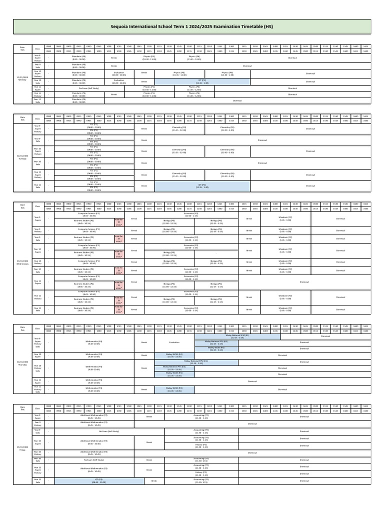 Sequoia School Exam Timetable 2024 | PDF | Qualifications | Educational ...