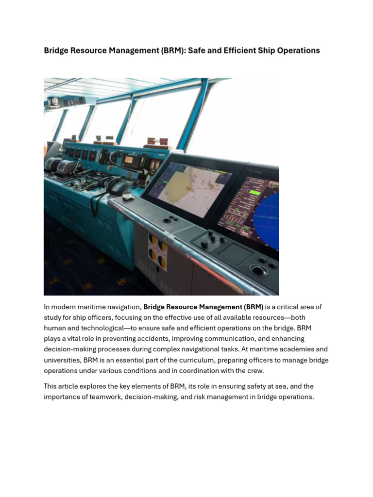 Bridge Resource Management | PDF | Situation Awareness | Risk