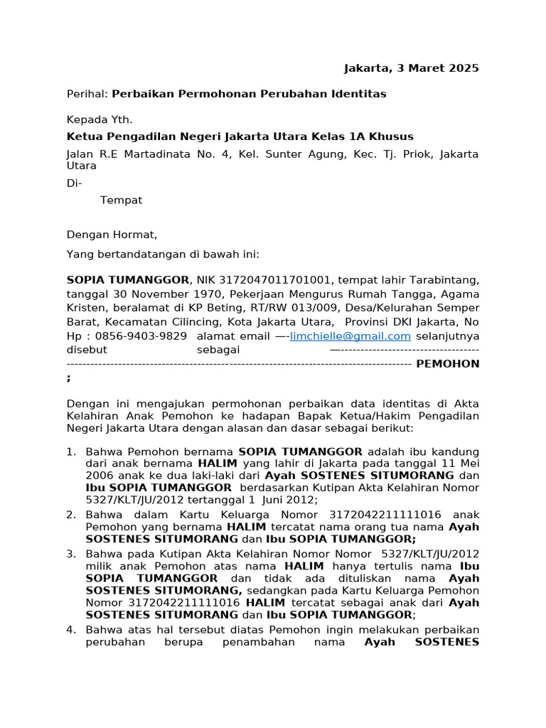 SOPIA TUMANGGOR - PENAMBAHAN NAMA AYAH PADA AKTA KELAHIRAN ANAK. rev | PDF